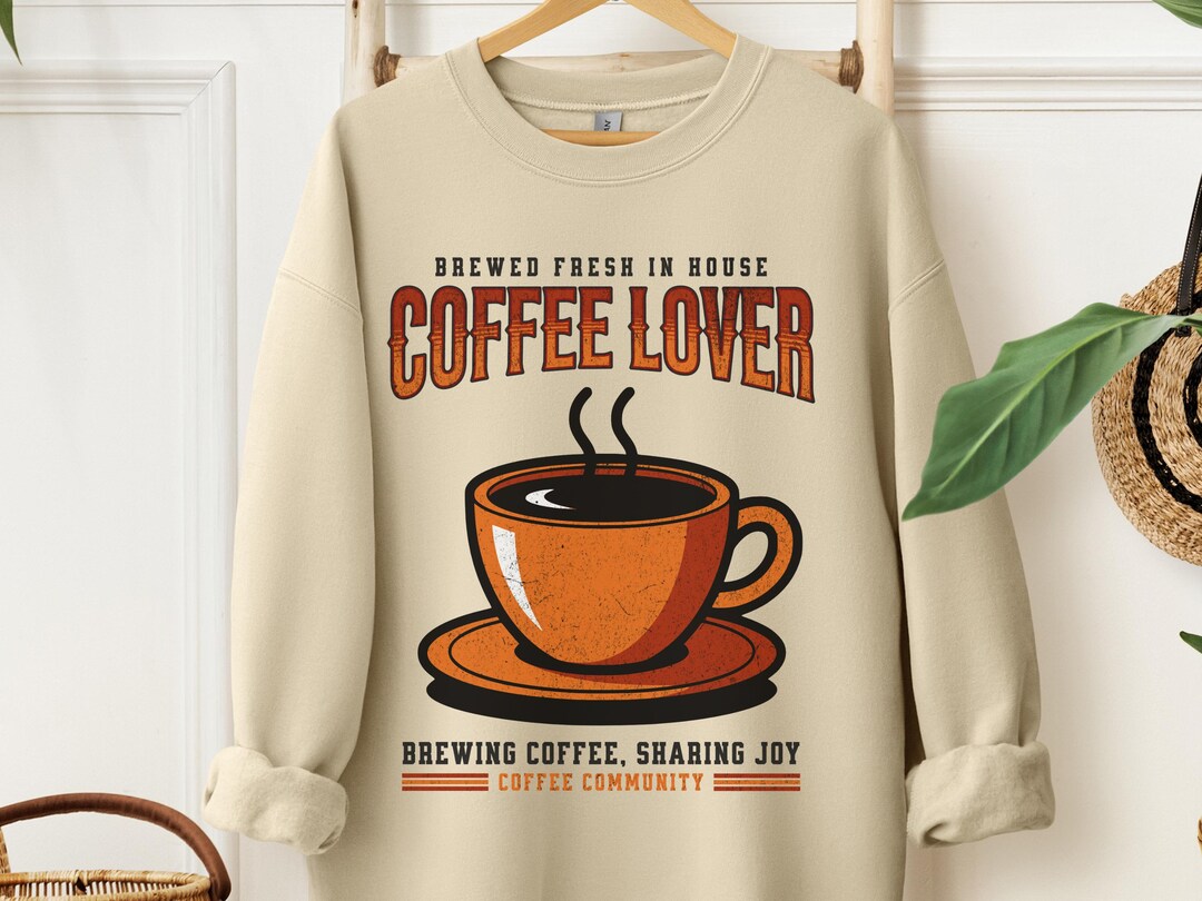 Throwback Coffee House Graphic Sweatshirt Retro Typography, Minimalist ...