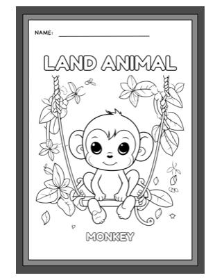 Land Animals Coloring Pages Activity Worksheet - Etsy