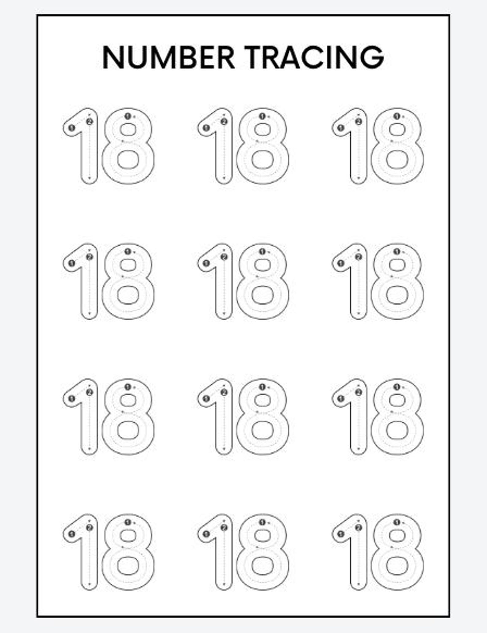 Tracing Numbers 11-20 - Etsy