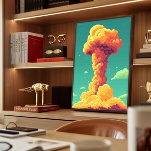 Anime Volcano Eruption Poster, Unique Abstract Smoke Print, Premium ...