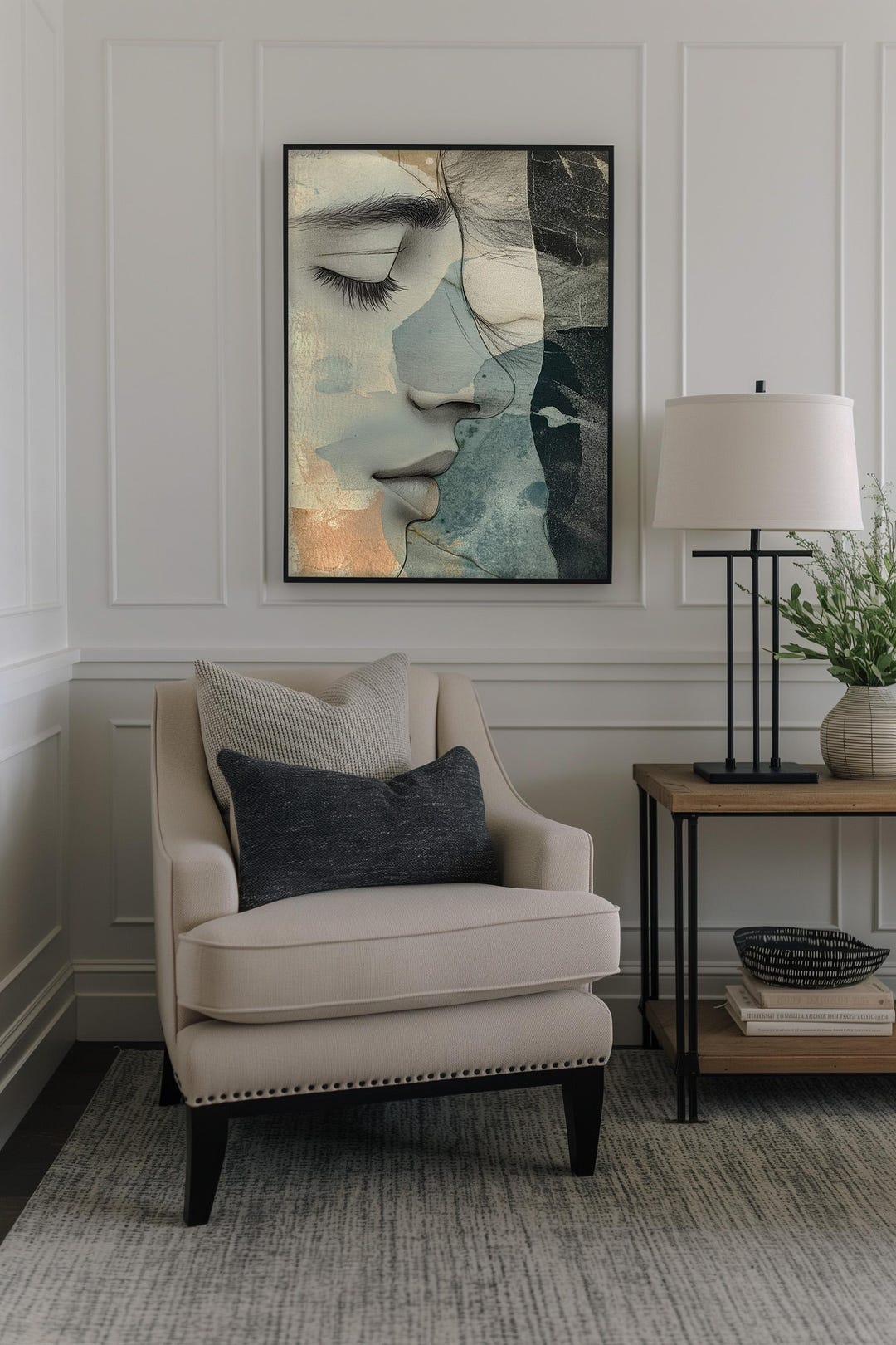Mirrored Faces Portrait Poster, Abstract Long Distance Love Print ...