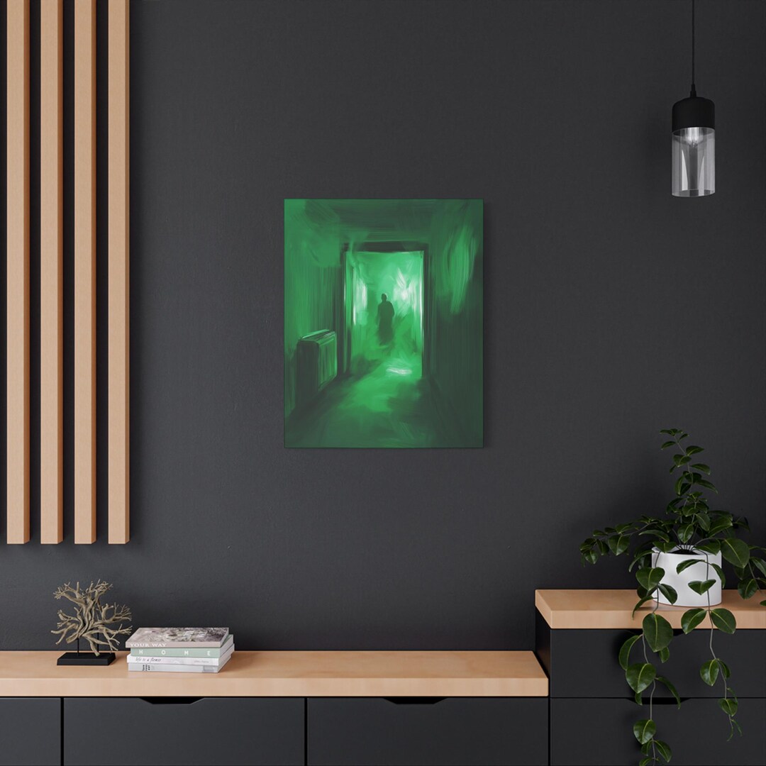 Eerie Shadow Canvas - Smoky Green and Black Abstract Art - Haunting ...