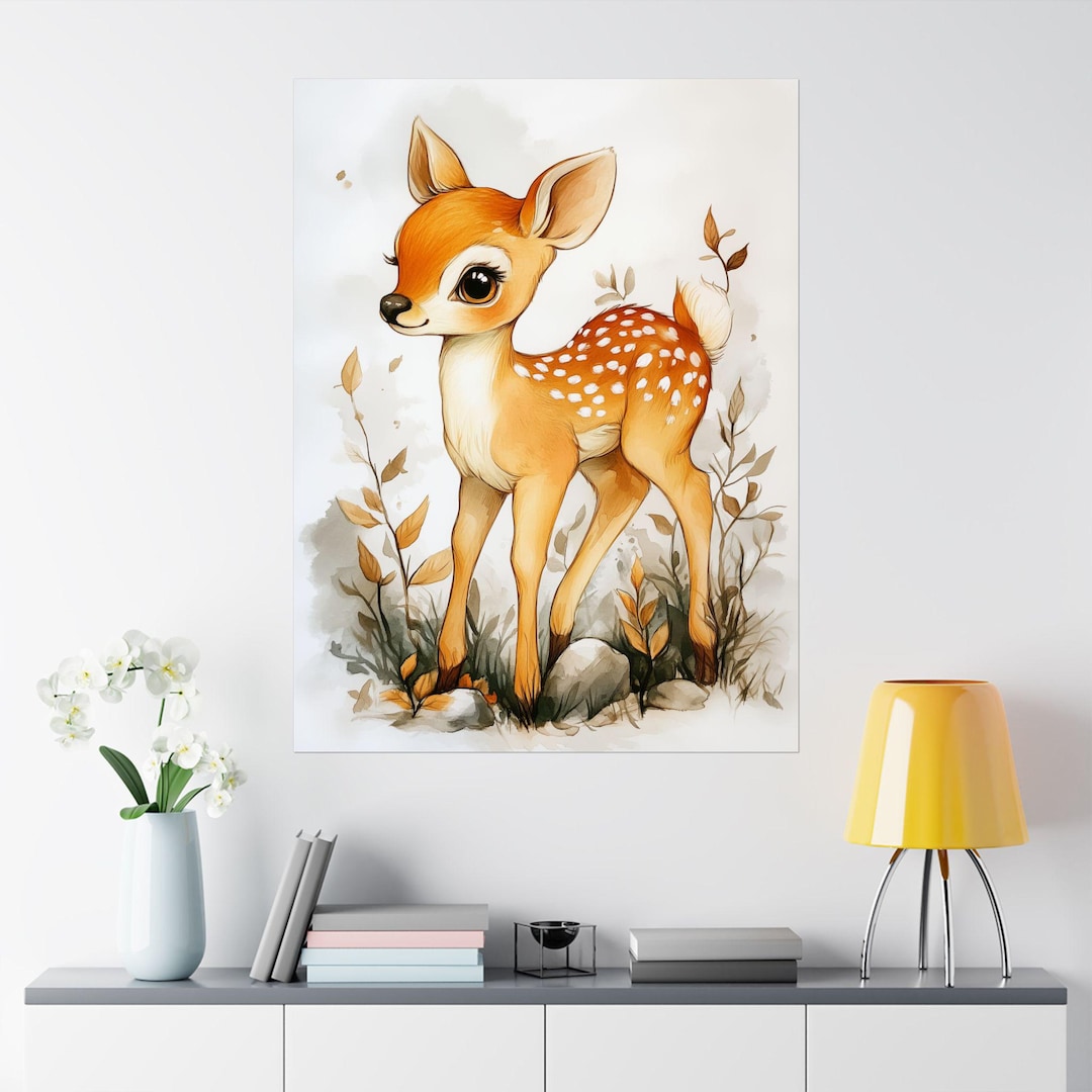 Cute Baby Doe Poster, Nursery Woodlands Print, Premium Ready to Hang ...