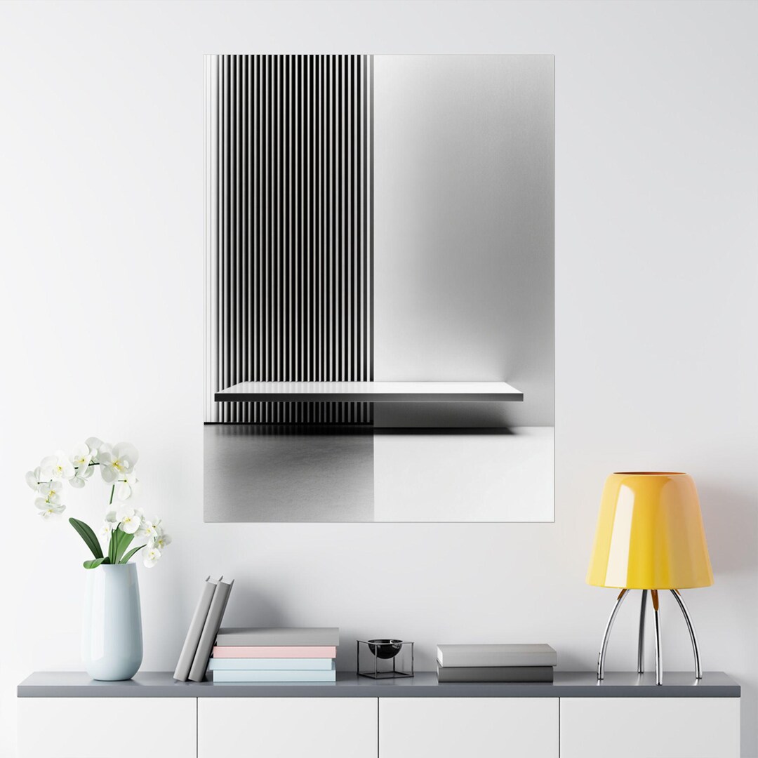 Modern Minimalist Bench Poster, Matte Black and White Print, Premium ...