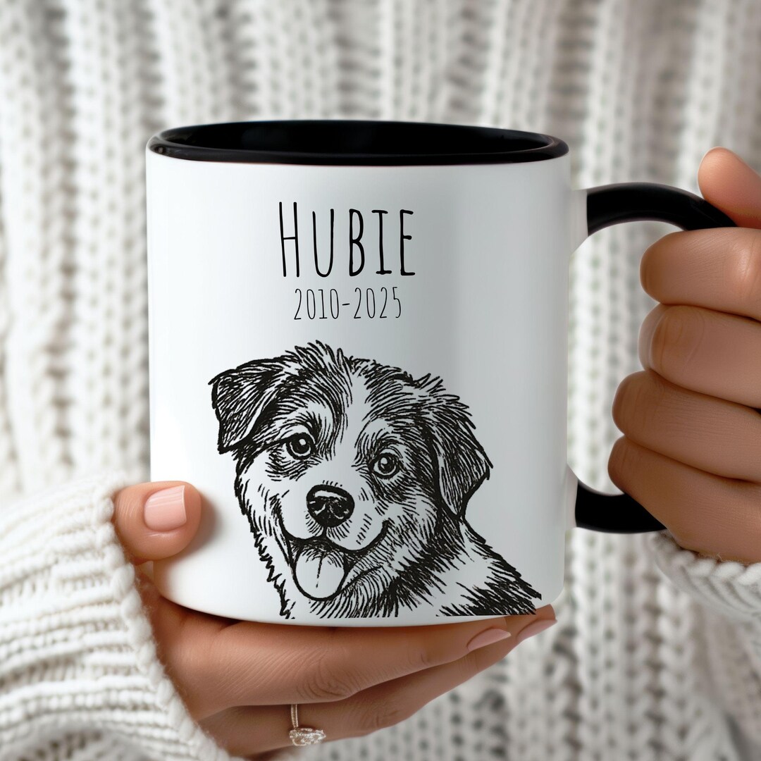 Custom Pet Memorial Mug Hand Drawn Dog Portrait From Photo Furever in ...
