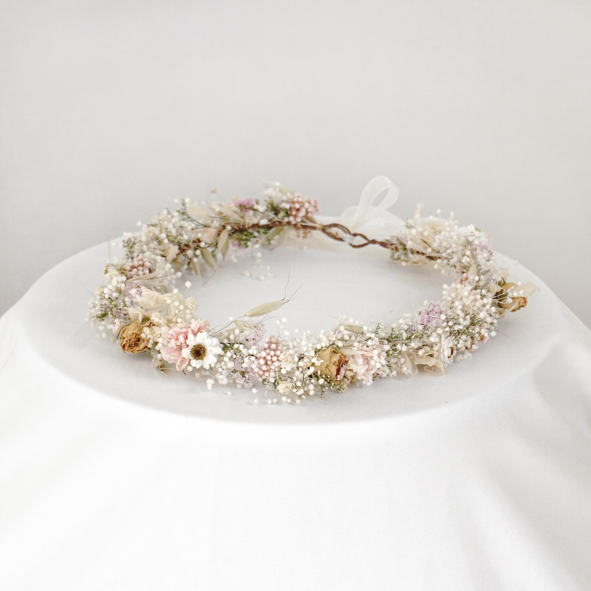 Romantic Rose Babysbreath Daisy Flower Crown, Adjustable Baby'crown ...