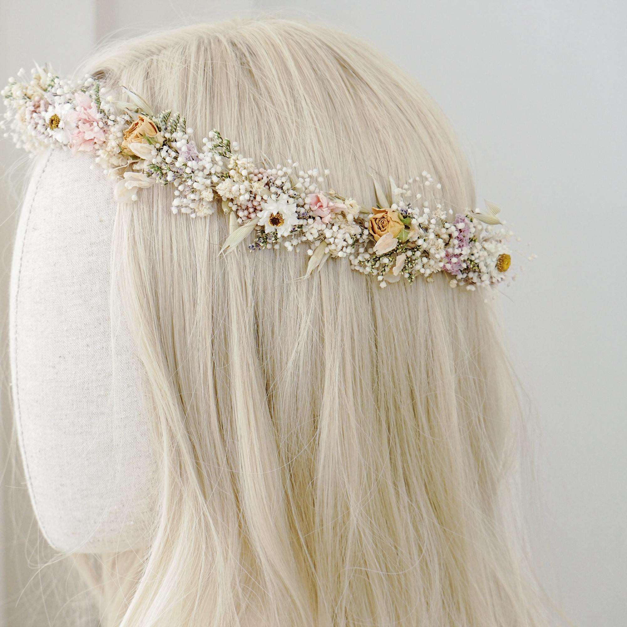 Romantic Rose Babysbreath Daisy Flower Crown, Adjustable Baby'crown ...