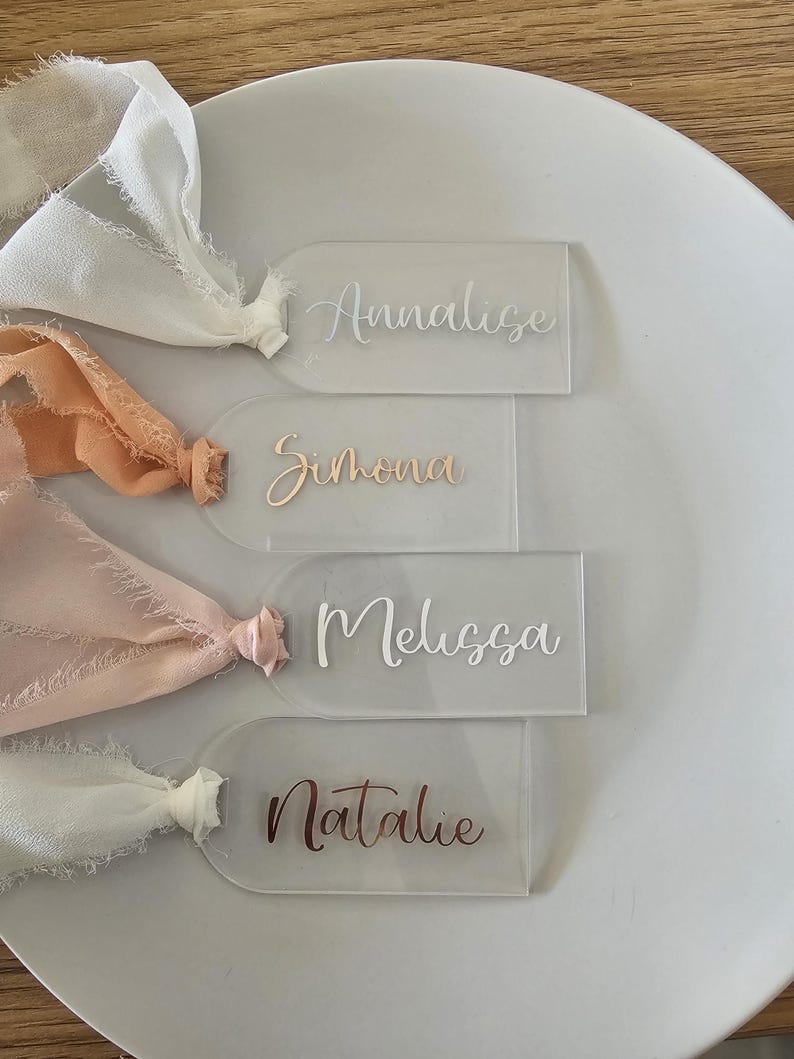 Personalised Acrylic Name Tags – Custom Place Cards for Weddings and ...