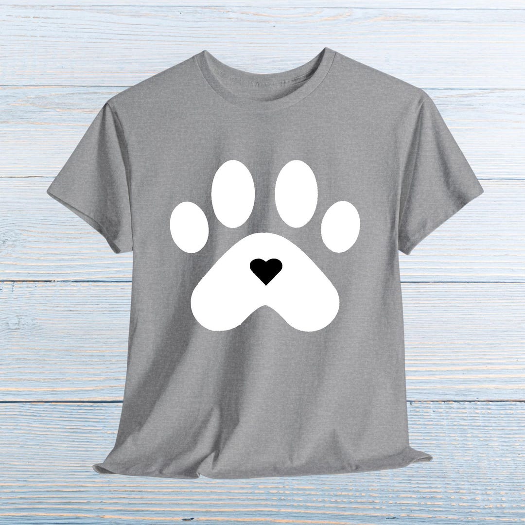 White Dog Paw Print T-shirt, Pet Heart Shirt, Gift for Dog Lover,puppy ...