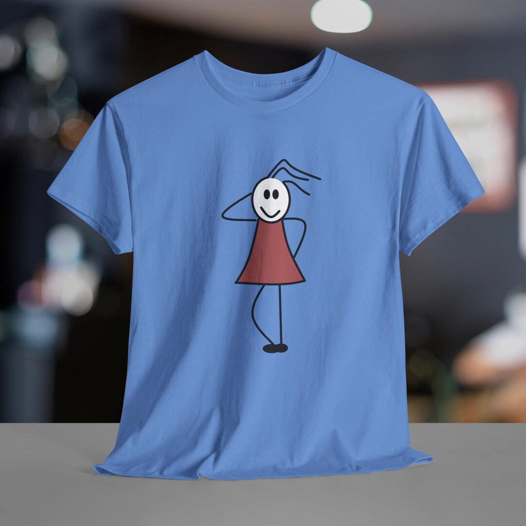 Stick Figure Looking Cute T Shirt With Pink Dress Minimilast Tee Crew ...