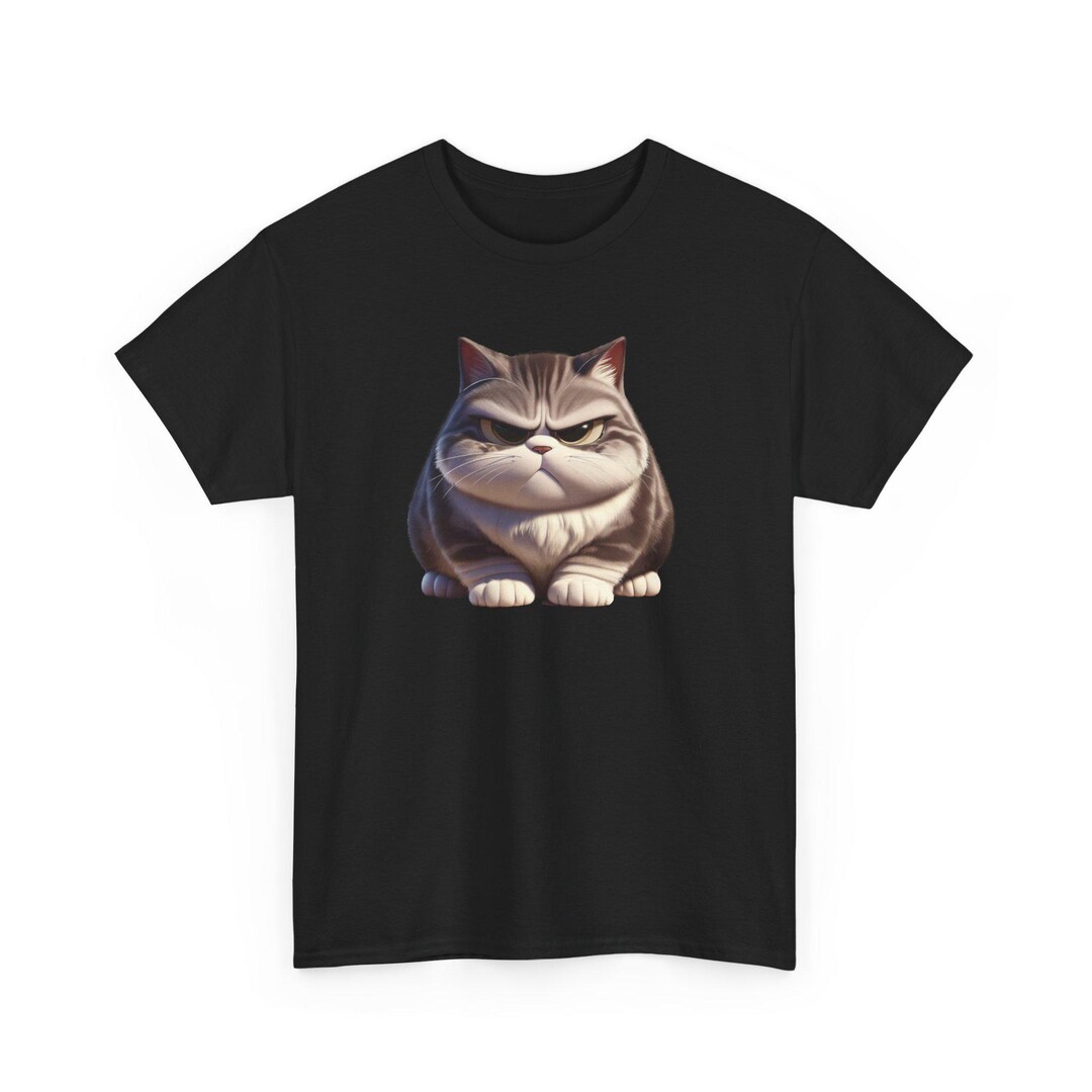 Funny Grumpy Cartoon Cat T-shirt, Unisex Tee, Cat Lover Gift, Humorous ...