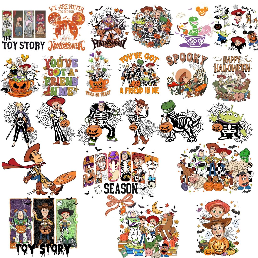 Toy Story Halloween Clipart PNG Bundle: Woody & Buzz Skeleton (digital ...