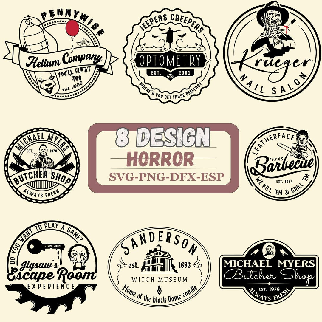 Horror Movie Logo Bundle: Halloween Clipart, Creepy Emblems (digital ...