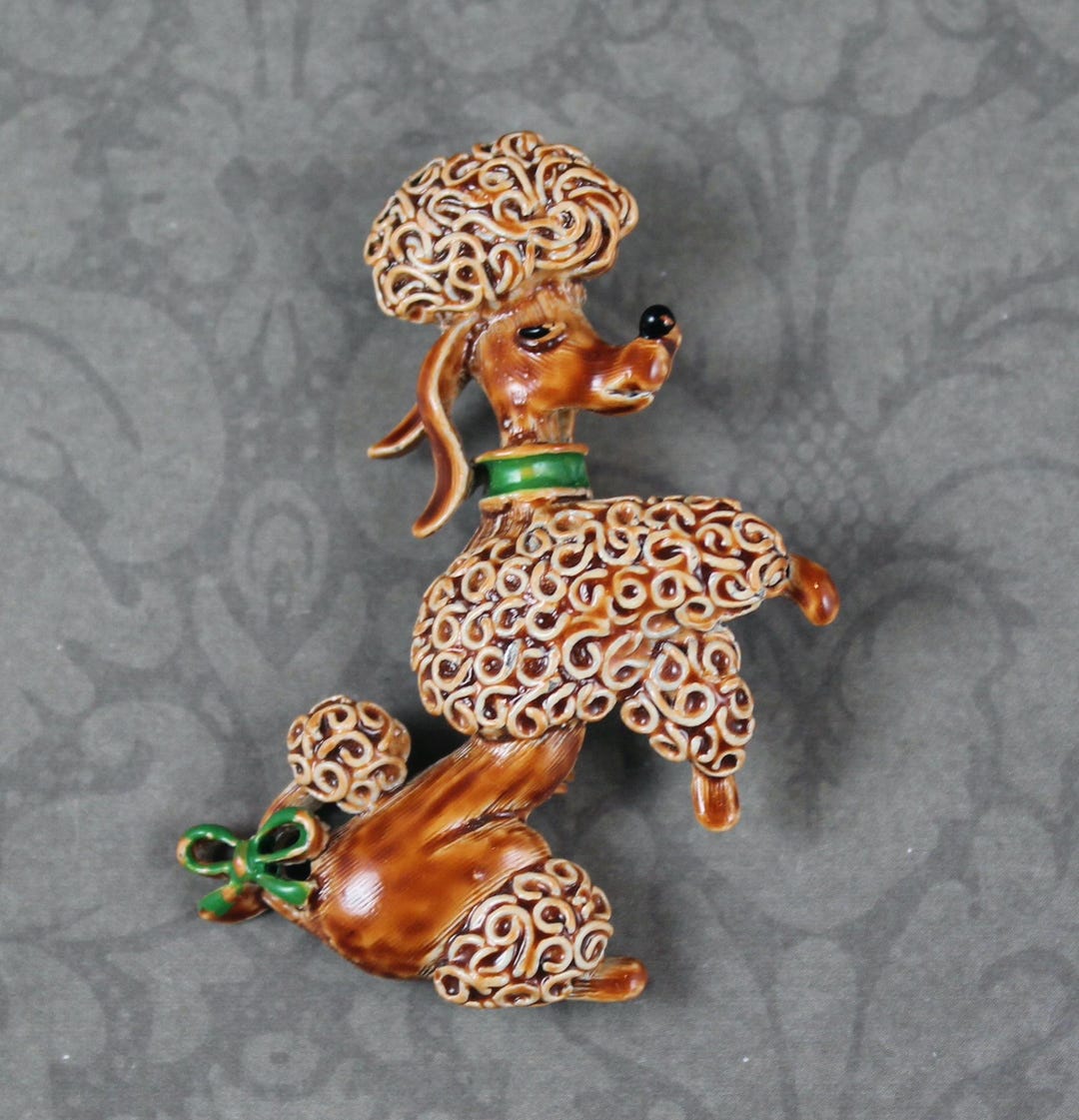 Vintage Gerry's Brown Poodle Dog Brooch - Etsy