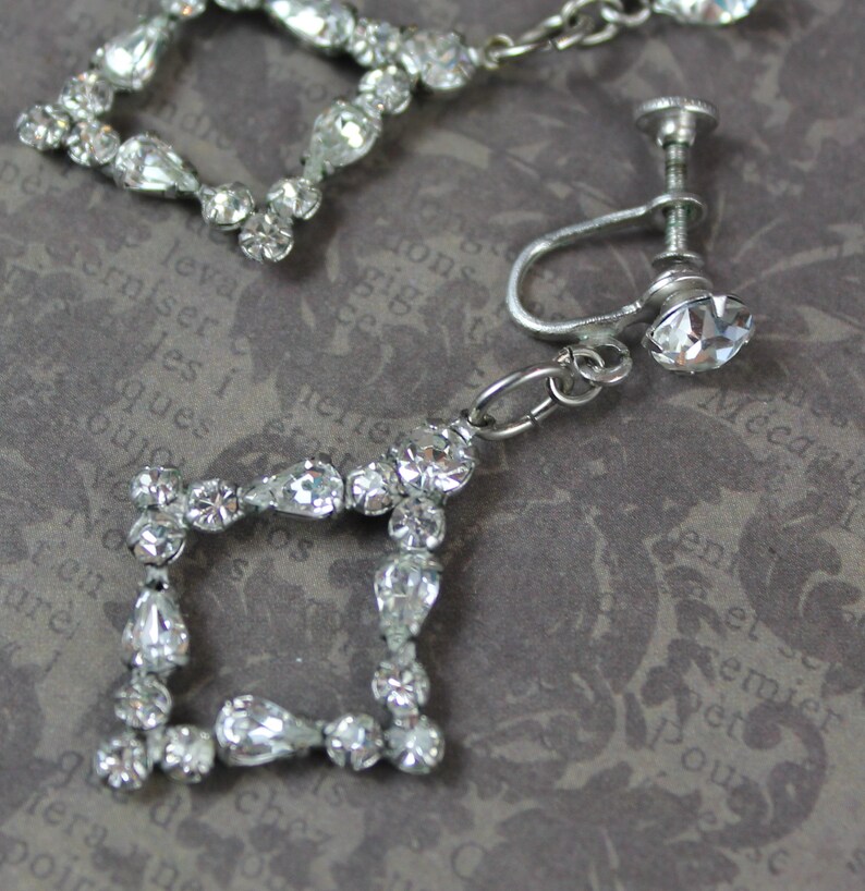 Vintage Sparkling Clear Triangular Drop Rhinestone Silver | Etsy