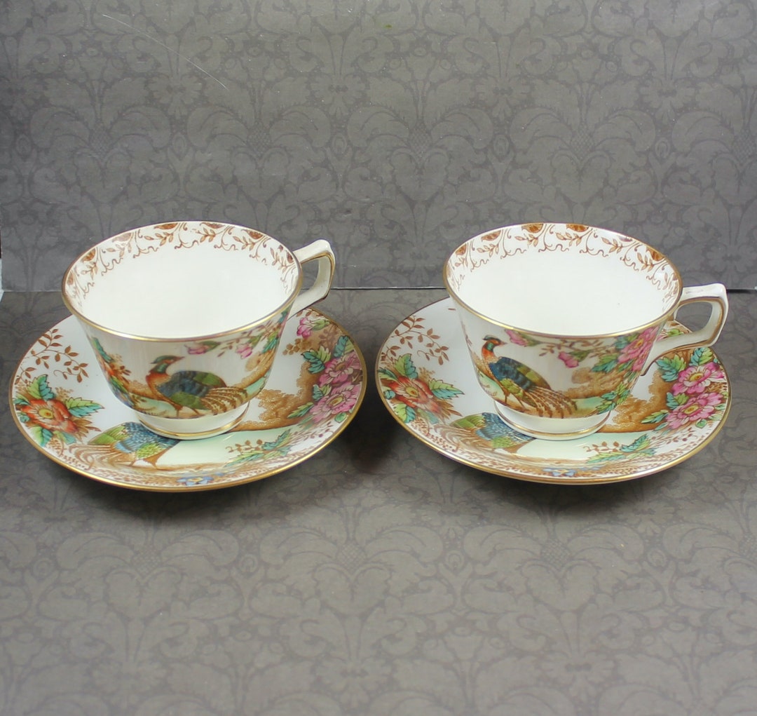 Pair of Vintage Sutherland China Exotic Bird Demi Tasse Cups and ...
