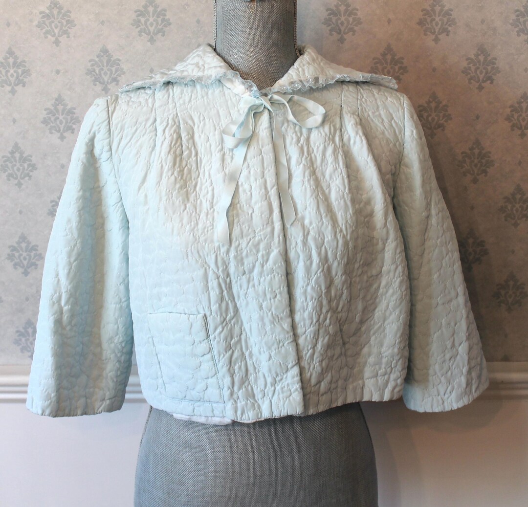 Vintage Stella Fagim 1940s to 1950s Quilted Pale Blue 3/4 Length Sleeve Bed Jacket - Etsy