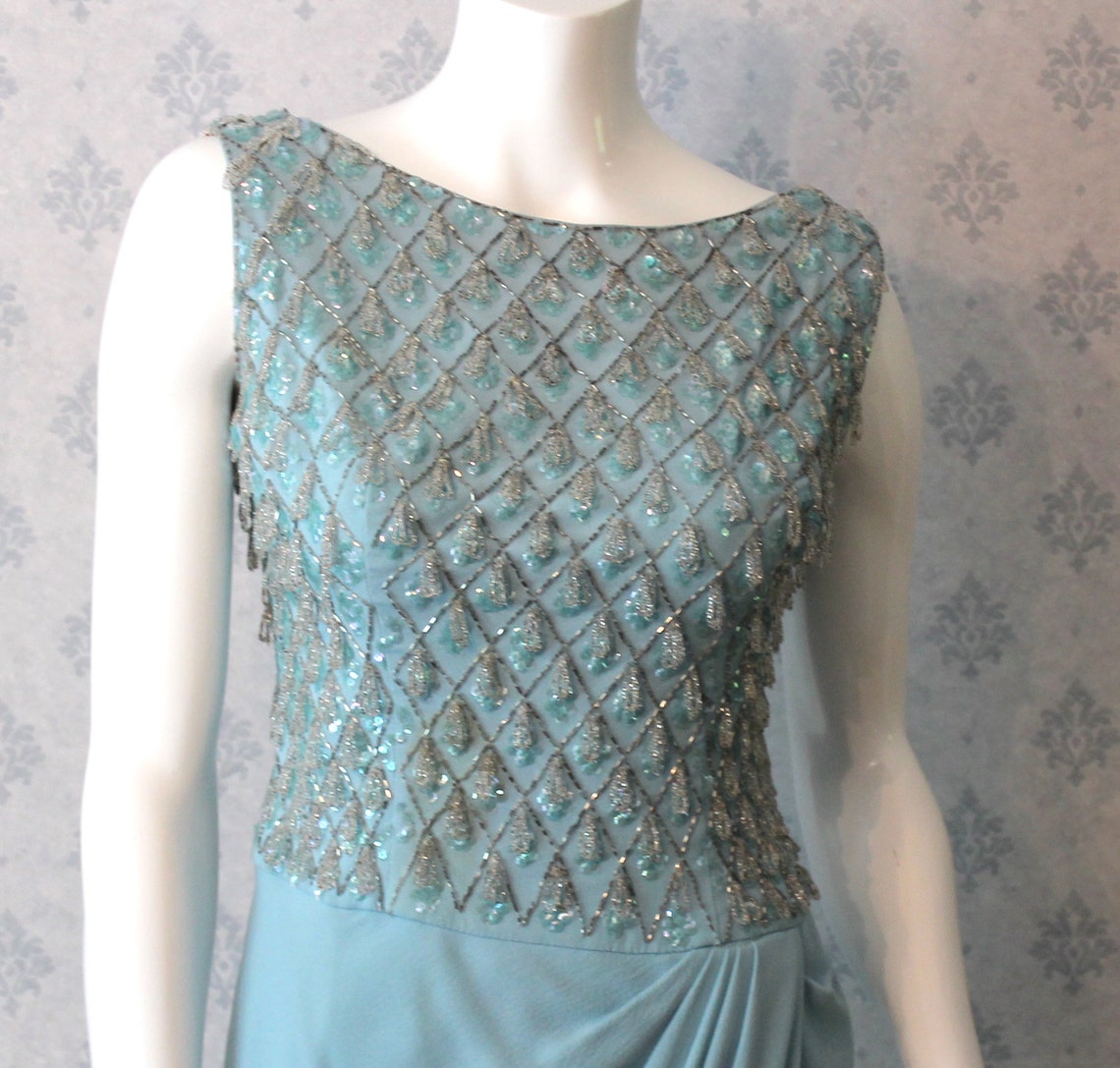 Vintage Mr. Frank Designer Baby Blue and Silver Beaded and - Etsy