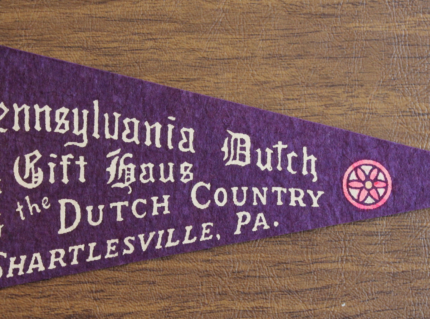 Vintage Purple Felt Pennsylvania Dutch Country Souvenir Pennant or Flag ...