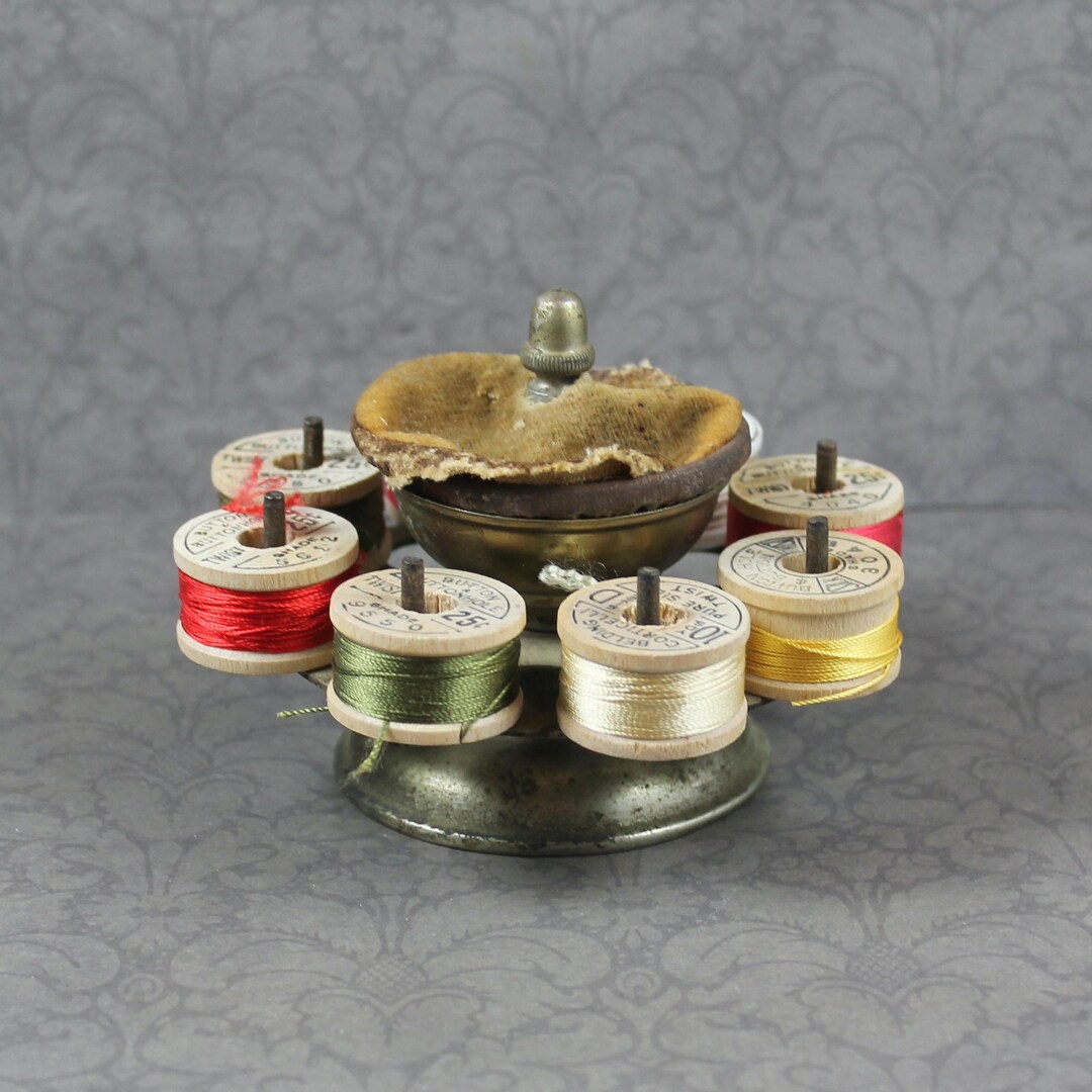 Antique Victorian Metal Spool Holder With Silk Threads - Etsy