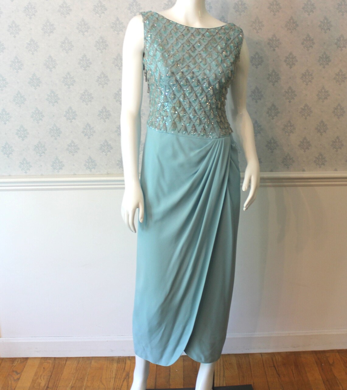 Vintage Mr. Frank Designer Baby Blue and Silver Beaded and - Etsy