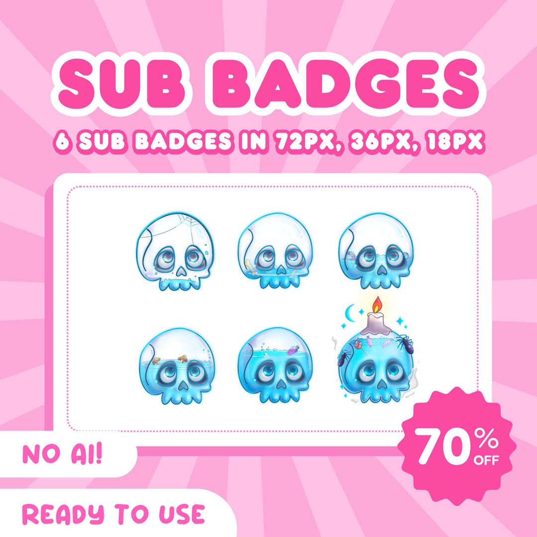 Cute Skeleton Sub Badges- Twitch Badges, Twitch Emotes, Custom Twitch ...