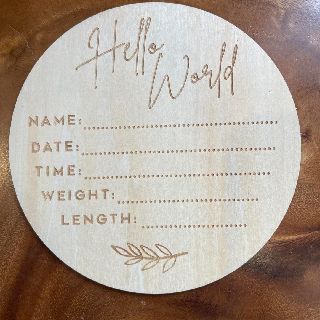 Hello World Birth Announcement Sign for Newborn, Birth Stats Sign ...