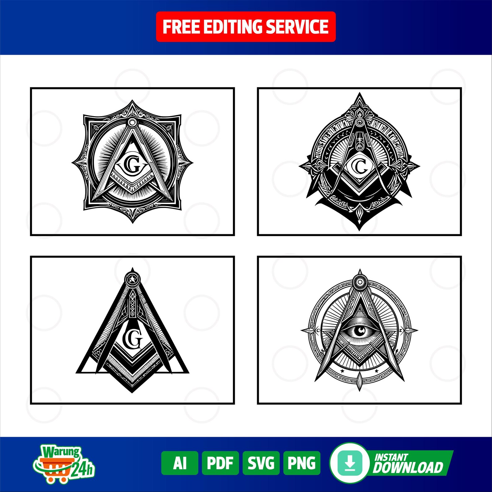 Masonic Square and Compass SVG | Freemason Fraternity Design for Cricut ...