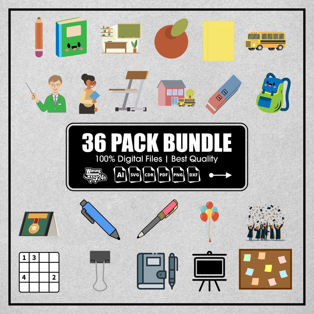 School Clipart Set, School Supplies Clipart Set, PNG Files, Crayons ...