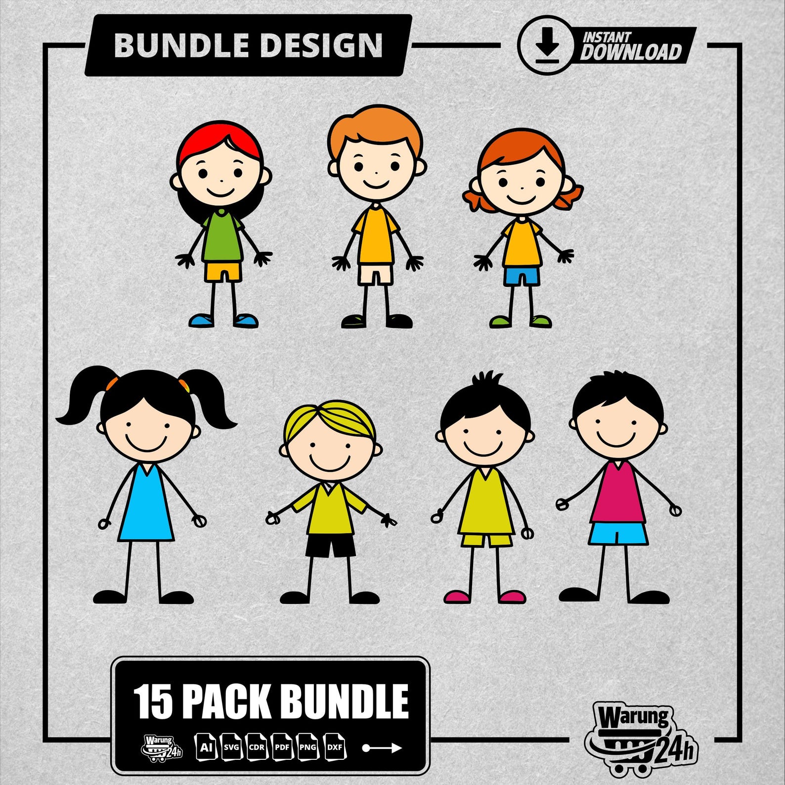 Stick Figures SVG, Stick Children SVG, Stick Boy Clipart, Stick Girl ...