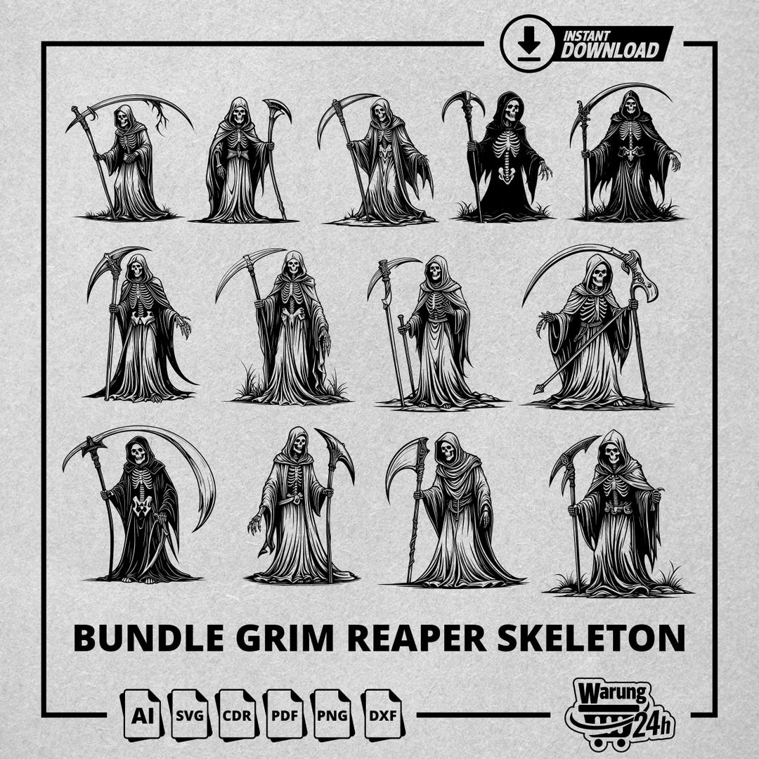 Grim Reaper Skeleton Cut Files, Grim Reaper Finger Skull Vector ...