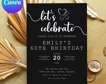 Let's Celebrate Anniversary Invitation Template, Editable Surprise Birthday Party Invite. - Etsy
