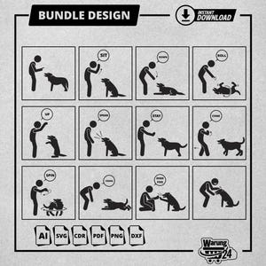 Stick Figure Dog Commands Training Instructions | Pet Behavior Trainer ...