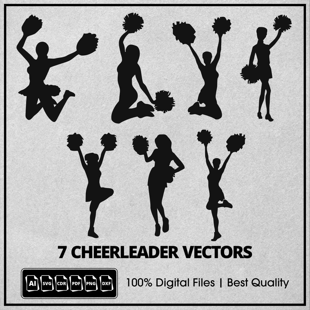 Cheerleader SVG, Cheer Svg, Cute Cheer, Cheerleader Silhouette Pack Svg ...