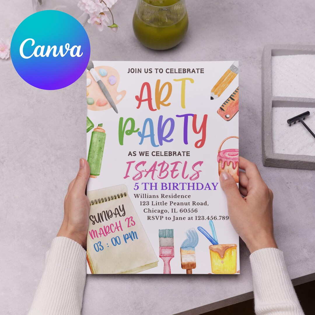 Editable Art Birthday Party Invitation | Custom Painting Invite ...