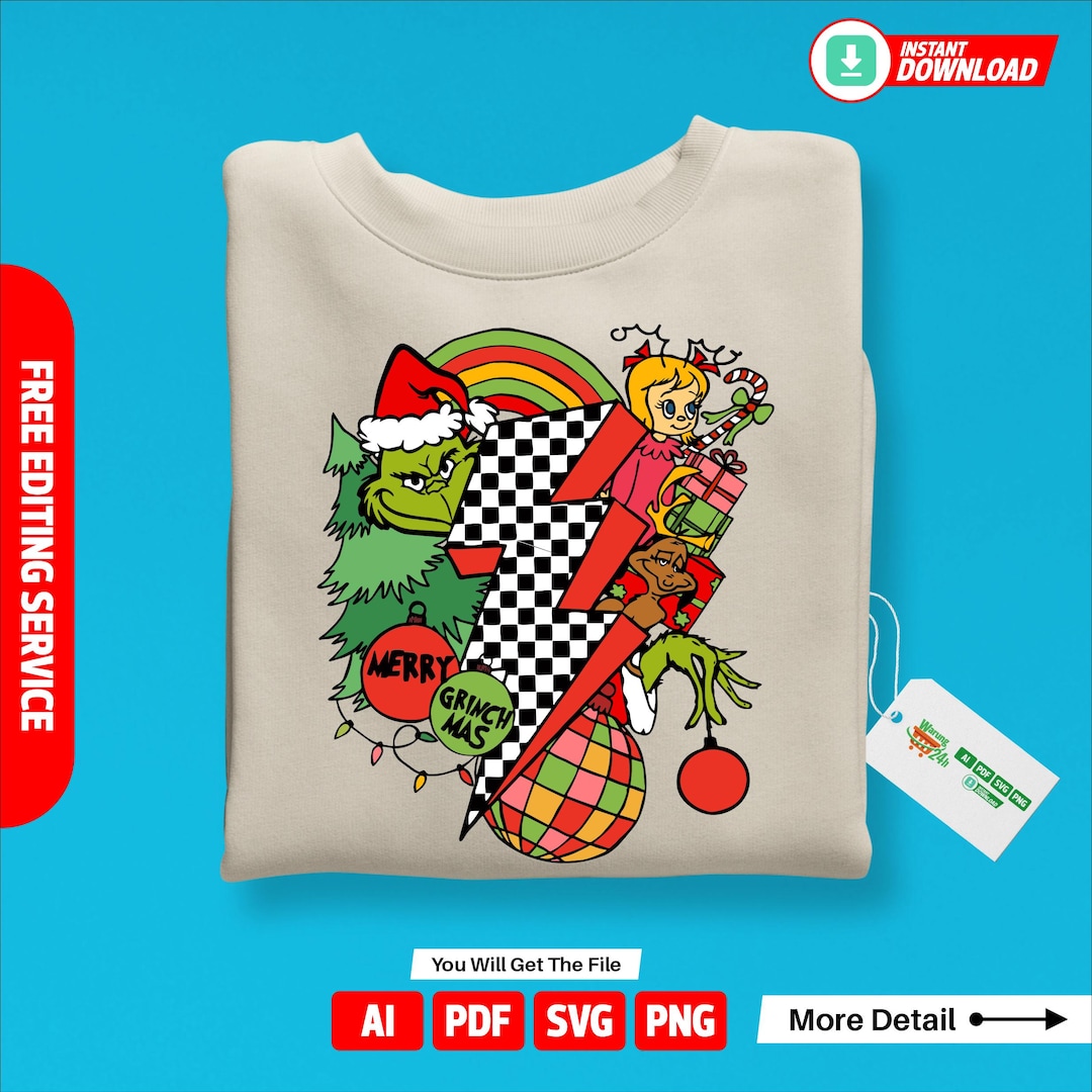 Retro Grinch Christmas SVG, Grinch PNG DXF Sublimation Design, Layered ...