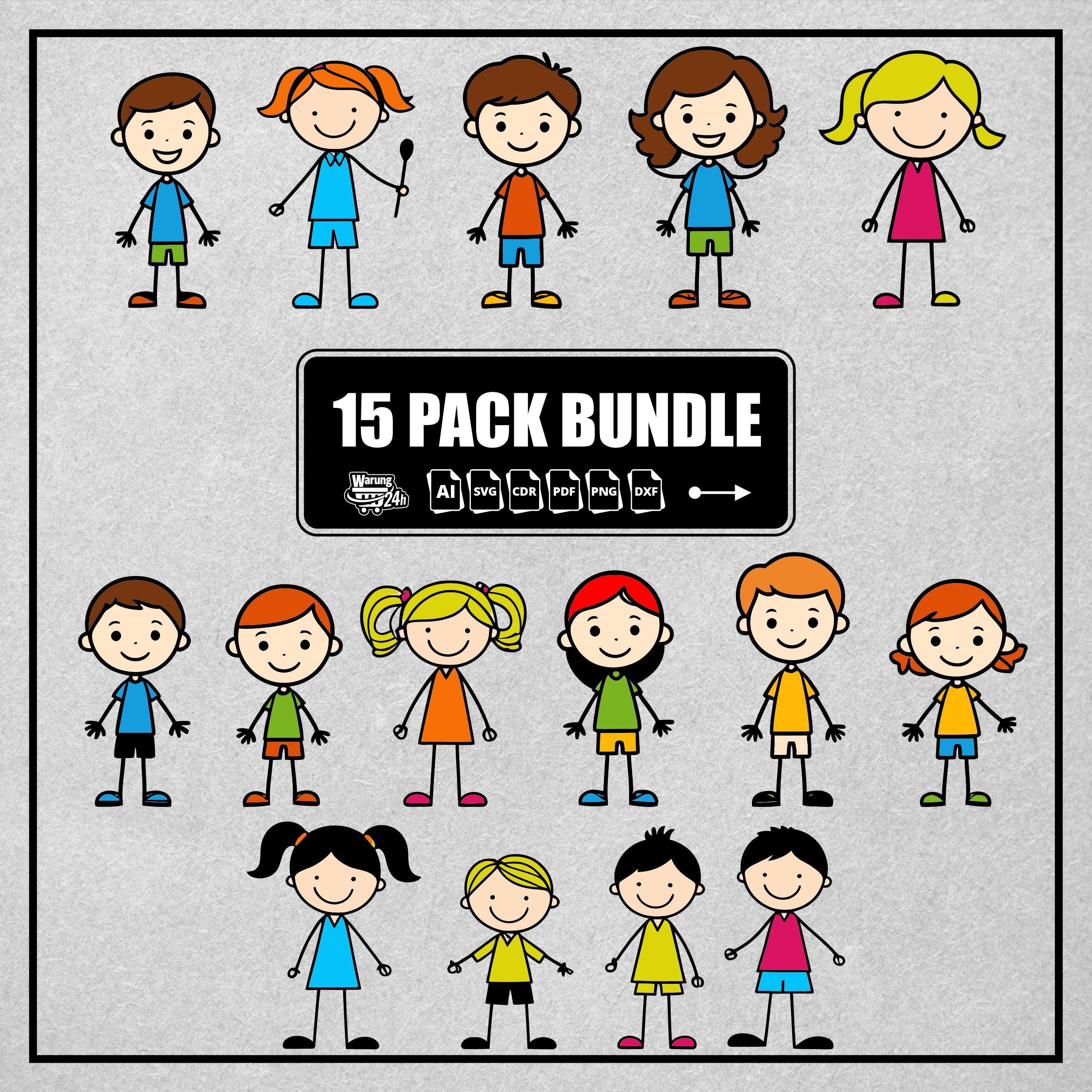 Stick Figures SVG, Stick Children SVG, Stick Boy Clipart, Stick Girl ...