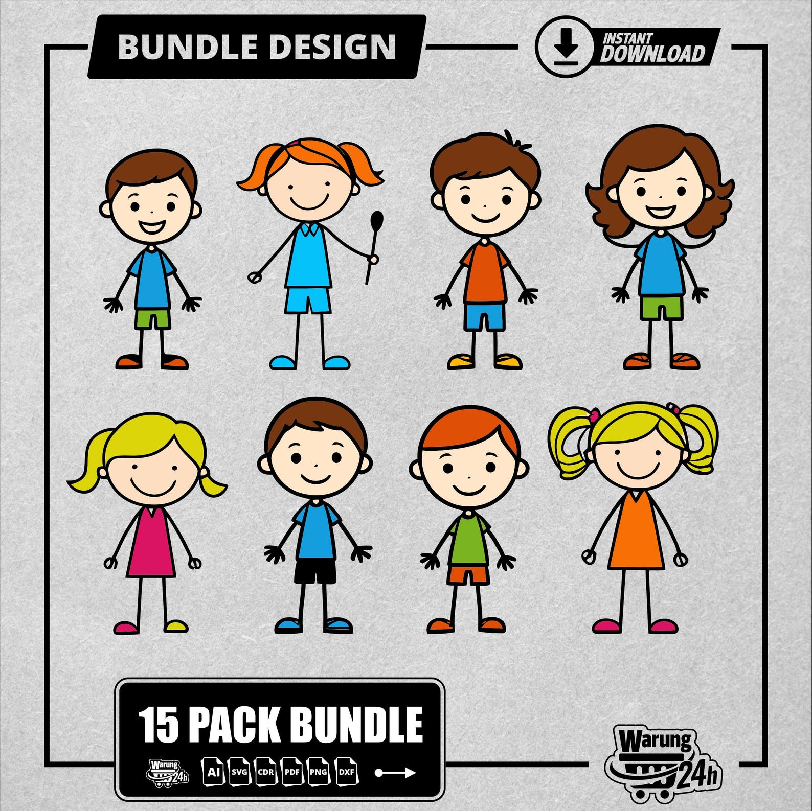 Stick Figures SVG, Stick Children SVG, Stick Boy Clipart, Stick Girl ...