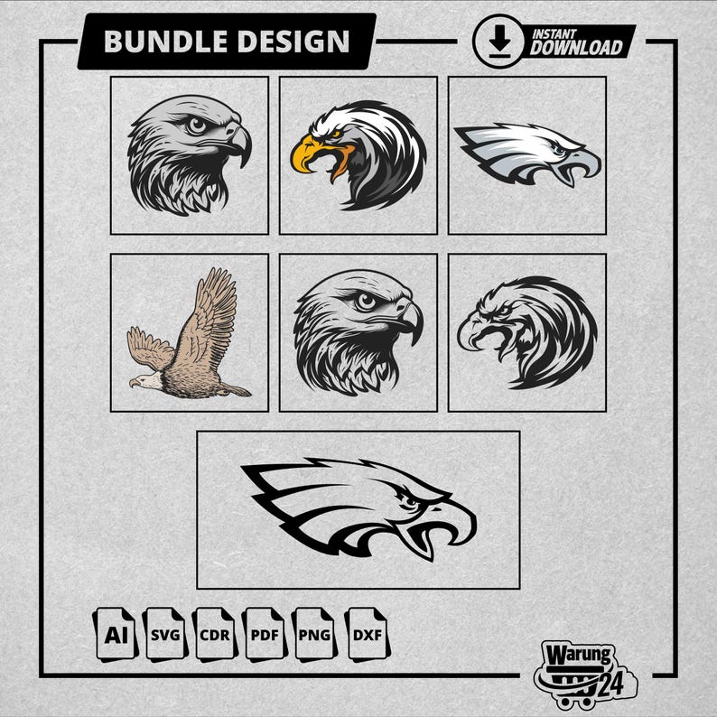 Falcon SVG Bundle, PNG, Falcon Clipart, Hand Drawn Falcons Vector ...