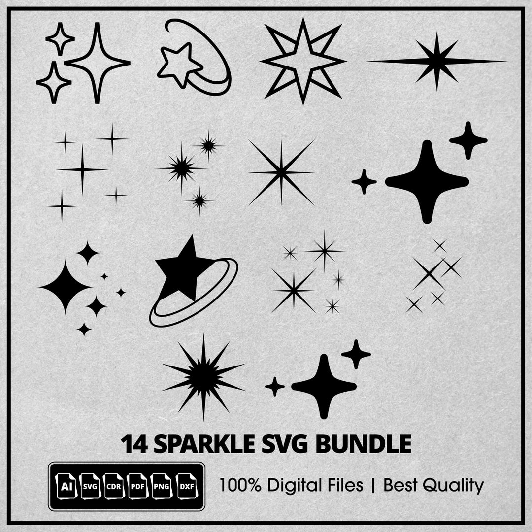Sparkle SVG Bundle, Sparkle Stars SVG, Stars Svg, Star Clipart, Bright Stars, Twinkle Stars ...