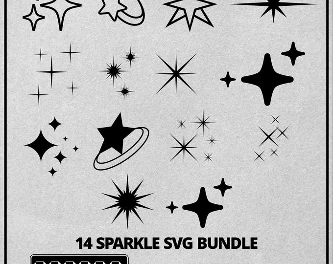 50 Stars PNG, Star Clipart, Stars SVG, Sparkling Stars Image Bundle ...
