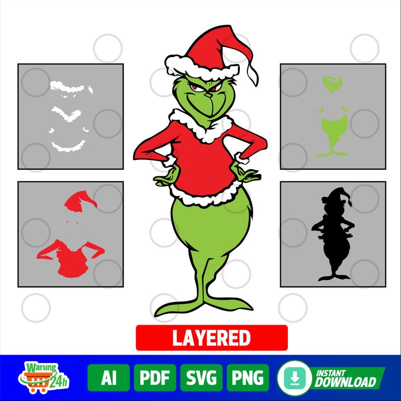 Grinch Standing SVG, Grinch PNG, Grinch Layered Svg Cricut, Grinch ...