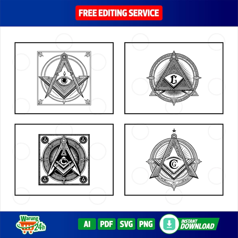 Masonic Square and Compass SVG | Freemason Fraternity Design for Cricut ...