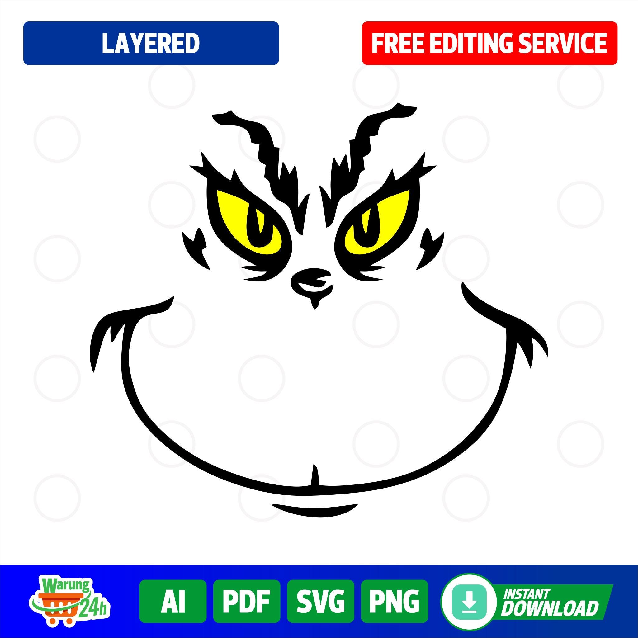 Grinch Face Svg | Grinch SVG | Grinch Face Silhouette | Christmas Grinch Face - Etsy