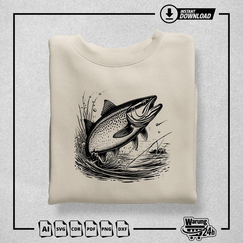 Trout Designs Bundle PNG & SVG Digital for Laser Engraving or Print ...