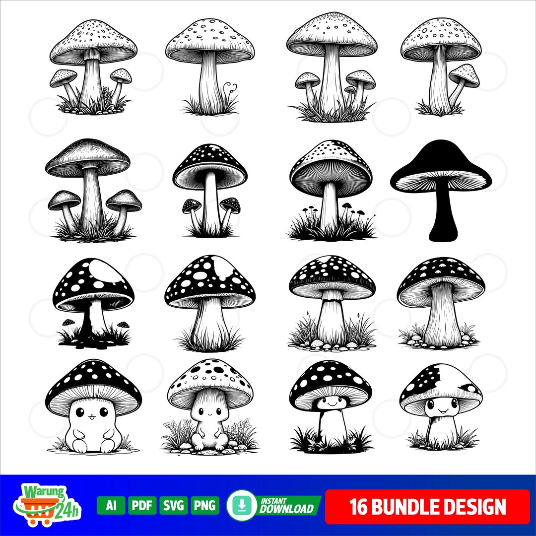 Mushroom Svg Bundle, Toadstool Svg, Boho Mushroom Svg, Fungus Svg ...