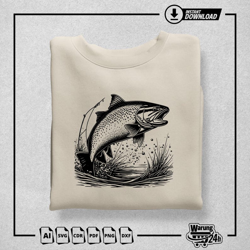 Trout Designs Bundle PNG & SVG Digital for Laser Engraving or Print ...