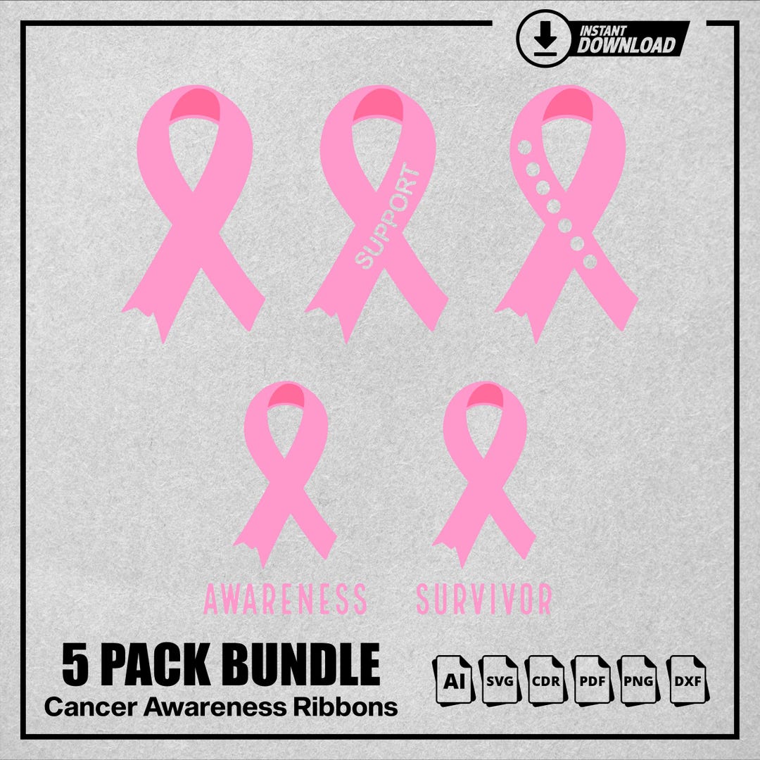 Cancer Awareness Ribbons SVG Bundle, Cancer SVG, Breast Cancer SVG ...