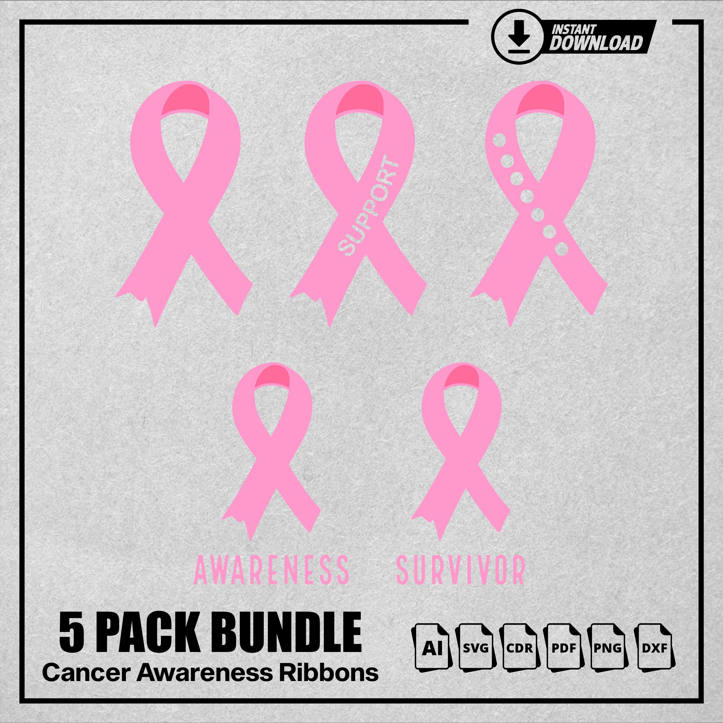 Cancer Awareness Ribbons SVG Bundle, Cancer SVG, Breast Cancer SVG ...