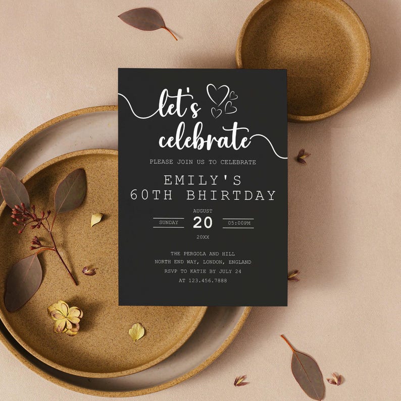 Let's Celebrate Invitation Template, Editable Surprise Birthday Party Invite, Anniversary ...